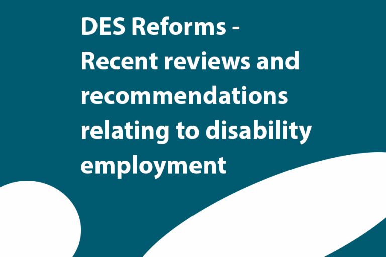 DES Reforms – Recent reviews and recommendations relating to disability ...